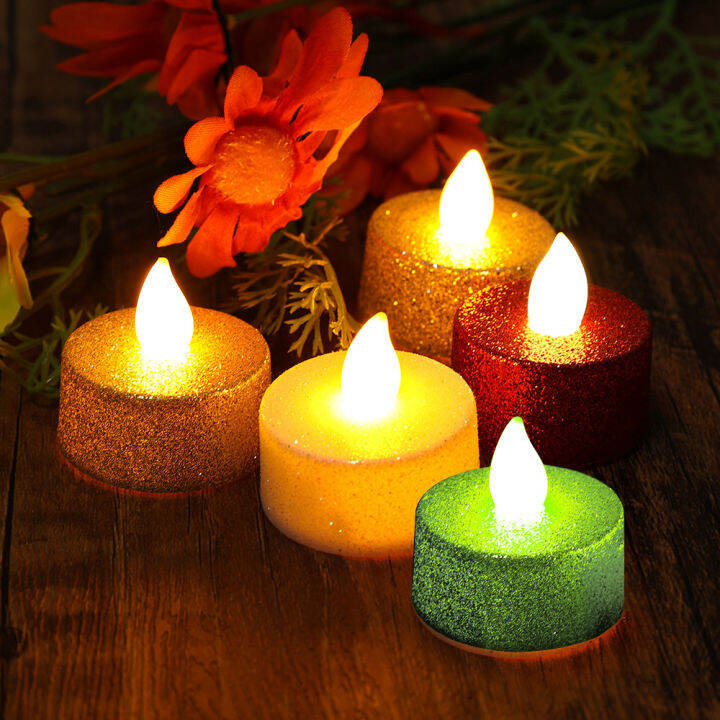 6pcs LED Flameless Candle Light Powder Appearance Soft Light Home ...