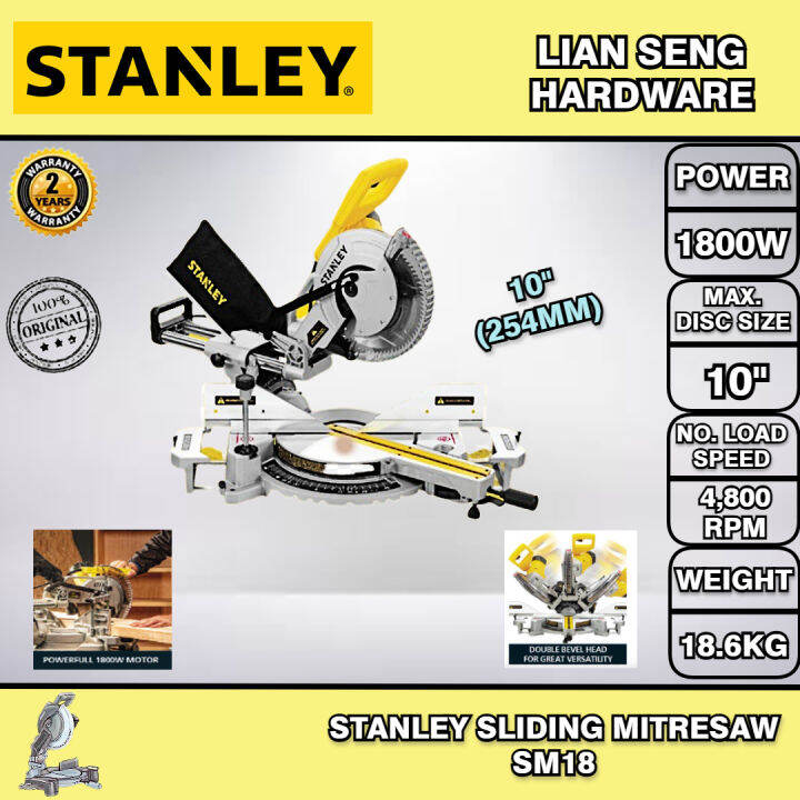 STANLEY SM18 SLIDING MITRE SAW 1800W 10” (254MM) | Lazada