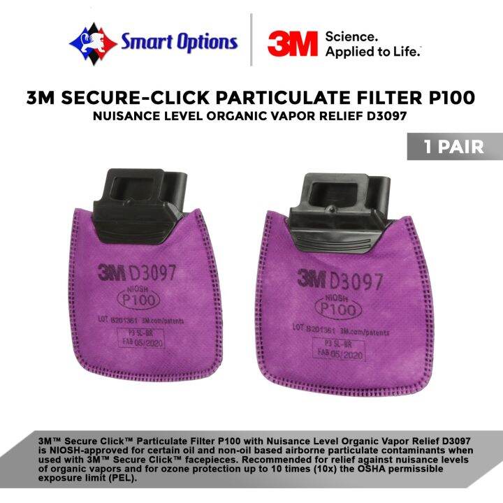3M SECURE-CLICK PARTICULATE FILTER D3097 PAIR | Lazada PH