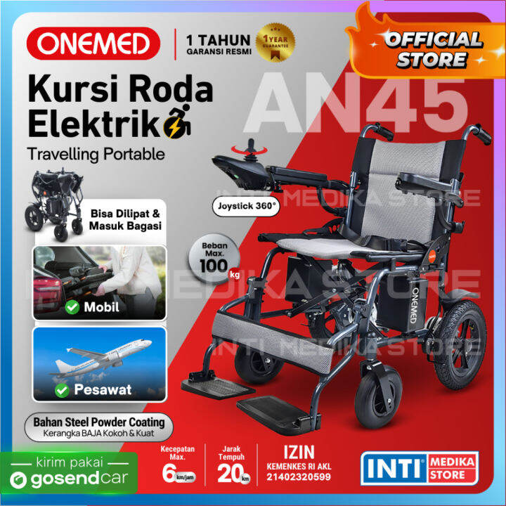 ONEMED - Kursi Roda Elektrik Travelling Portable Lipat AN45 | Listrik ...