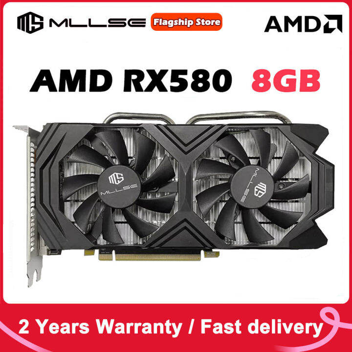 MLLSE กราฟิกการ์ด AMD RX580 8G GDDR5 256Bit 2048SP PCI Express 3.0 × 16 Radeon คอมพิวเตอร์8Pin ...