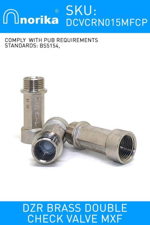 "NORIKA®" 1/2'' 3/4'' 1'' DZR Brass Chrome Plated Double Check Valve ...