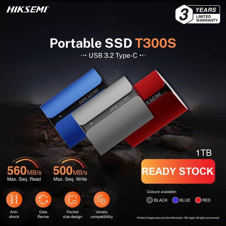 HIKSEMI T300S Portable SSD Series 1TB PSSD USB3.1 type C Interface ...