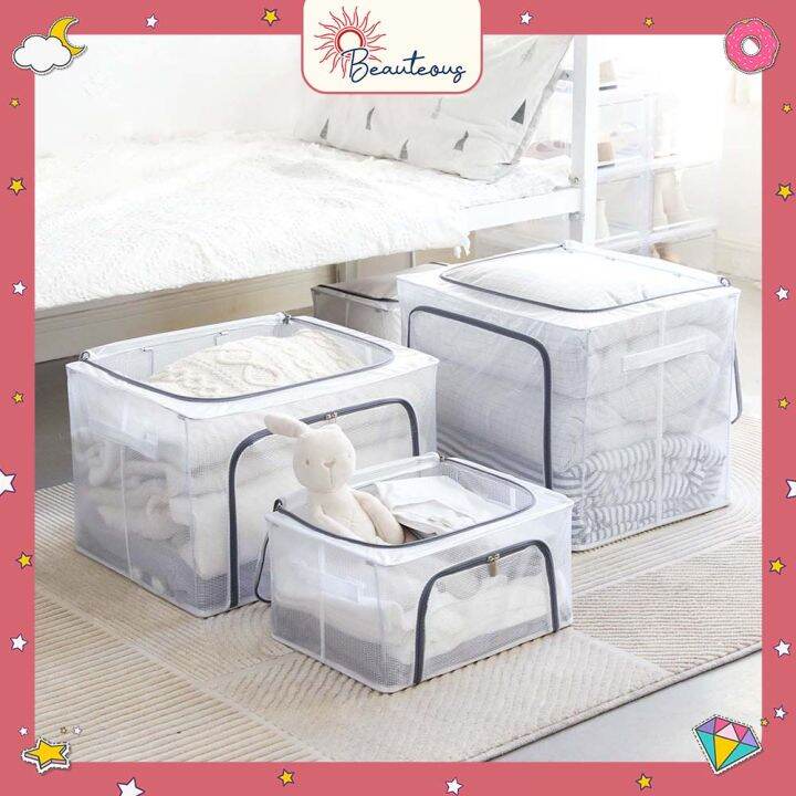 Storage Box Tempat Penyimpanan Baju Bad Cover Box Organizer Resleting ...