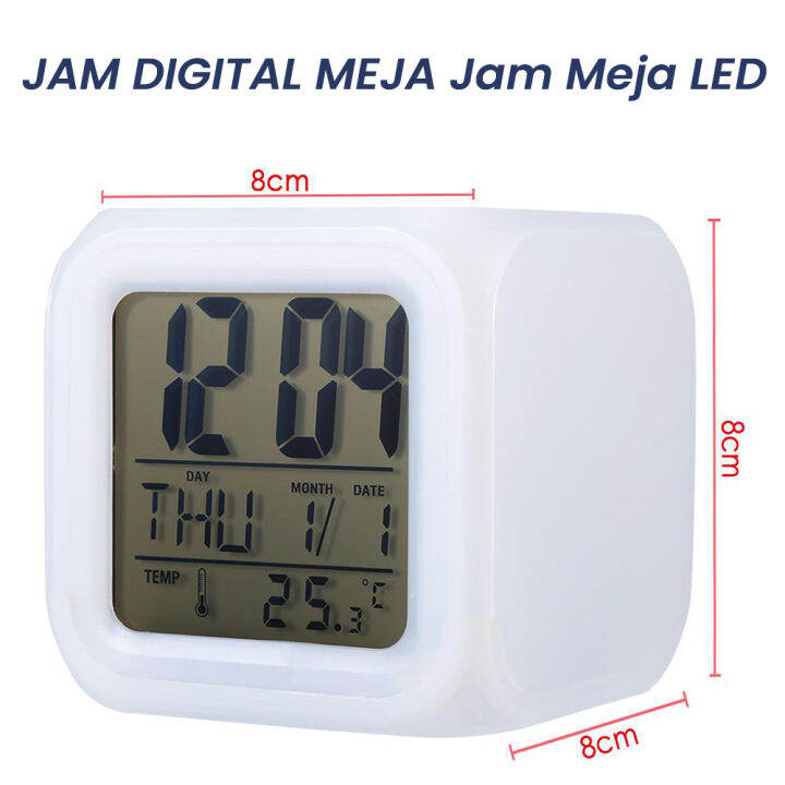 JAM DIGITAL MEJA // Jam Meja LED 7 Perubahan Warna Kotak / Jam Alarm ...