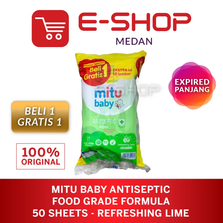Tissue Tisu basah Mitu Baby Wipes Antiseptic Food Grade 50 BUY 1 GET 1 ...