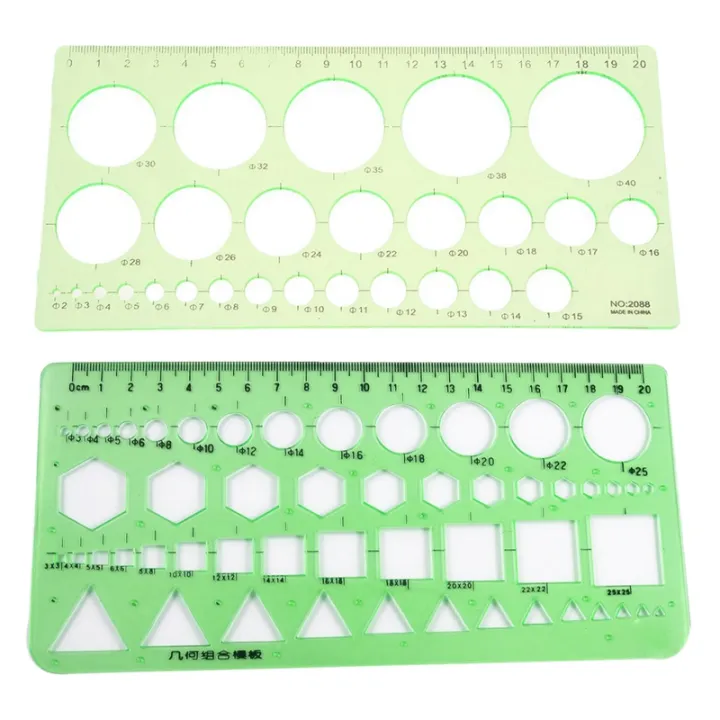 Green Plastic Students Rectangle Shape Drawing Circle Template Ruler ...