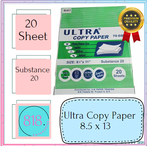 818 Bond Paper ULTRA Copy Paper (1) Set 20 Sheets Per Bundle Sub20 ...