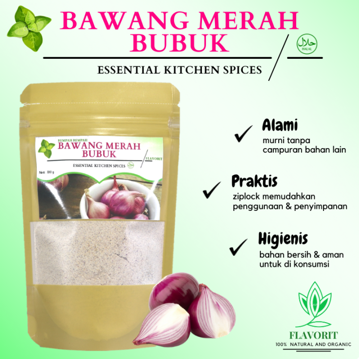 Bawang Merah Bubuk Asli Organik Onion Powder Halus Bumbu Dapur Lengkap ...