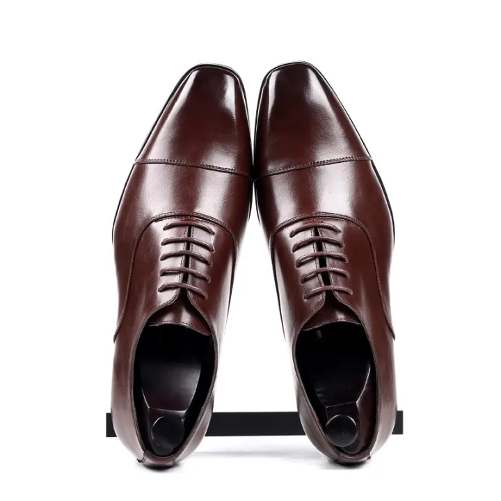SUPERLI Cap-Toe Classic Men รองเท้า Wing-Tip Derby PU หนังขนาดใหญ่38-46 ...