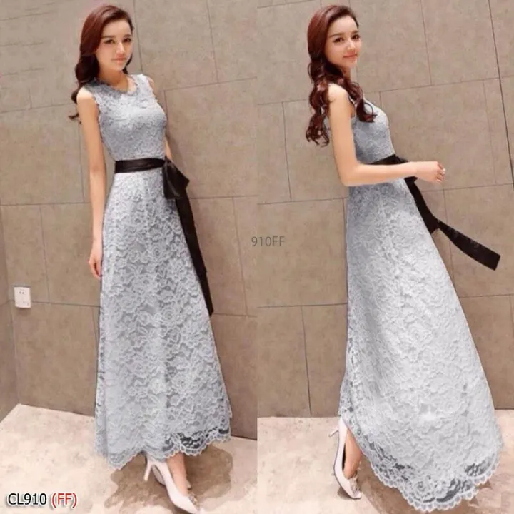 Aya-shop เสื้อผ้าแฟชั่น เดรสออกงาน สี เทา พร้อมส่ง | Lazada.co.th