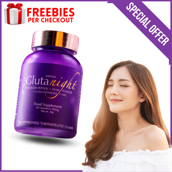 Minaki Glutanight Glutathione with Collagen NAC Gluta Capsule Authentic ...