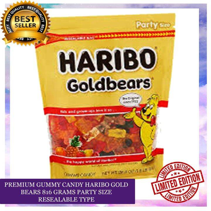 PREMIUM GUMMY CANDY HARIBO GOLD BEARS 816 GRAMS PARTY SIZE RESEALABLE ...