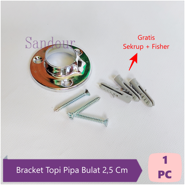 [1 Pc] Bracket Topi Pipa Bulat Besi Braket Untuk Pipa Lemari TOPI ...