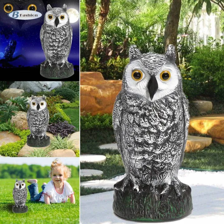 B-F Fake Owl Decoy Hunting Deterrent Bird Cat Crow Scarer Repeller for ...