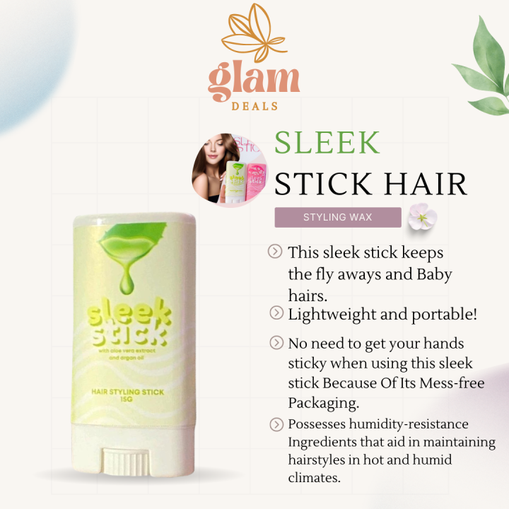 Sleek Stick Hair Styling Stick 15g With Aloe Vera Extract Argan Oil And ...
