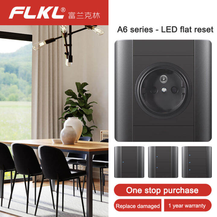 FLKL modern lighting wall switch plug socket 3 pin plug socket wall ...