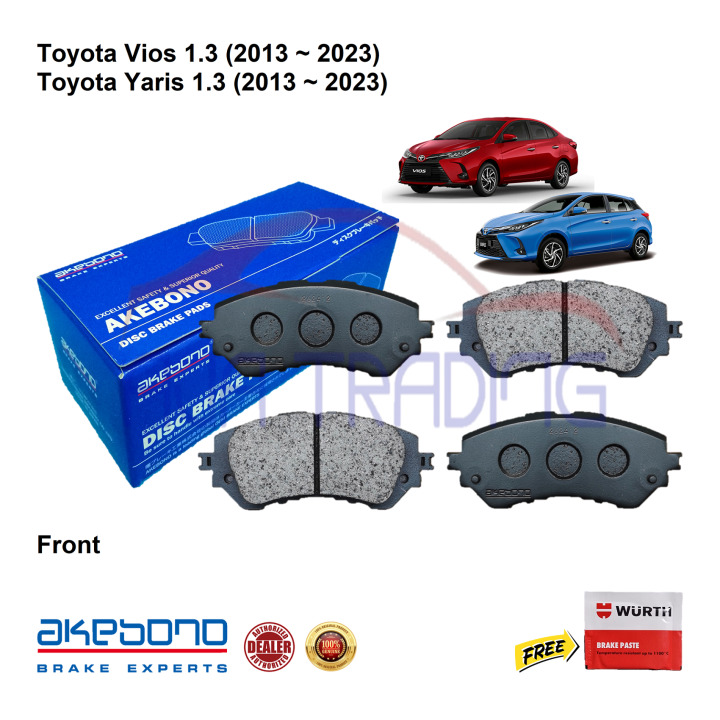 Genuine Akebono Front Brake Pads for Toyota Vios 1.3 (2013-2023 ...