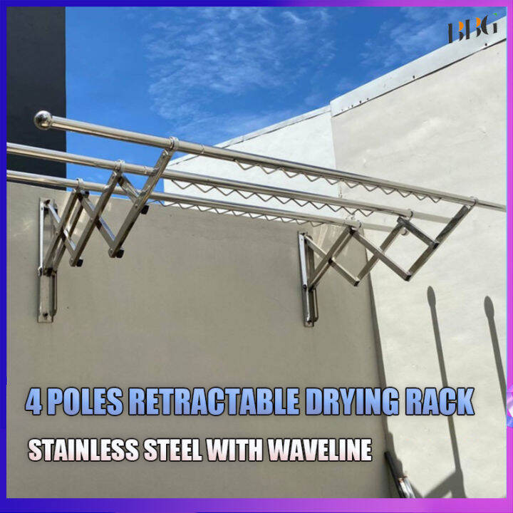 BBG 4 Pole Retractable Sampayan Outdoor Foldable Space Saver Drying ...