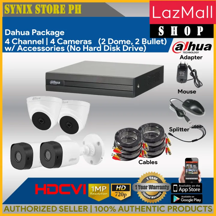 Dahua CCTV Package Security Camera System 4 Channel DVR 4 Camera (1mp ...