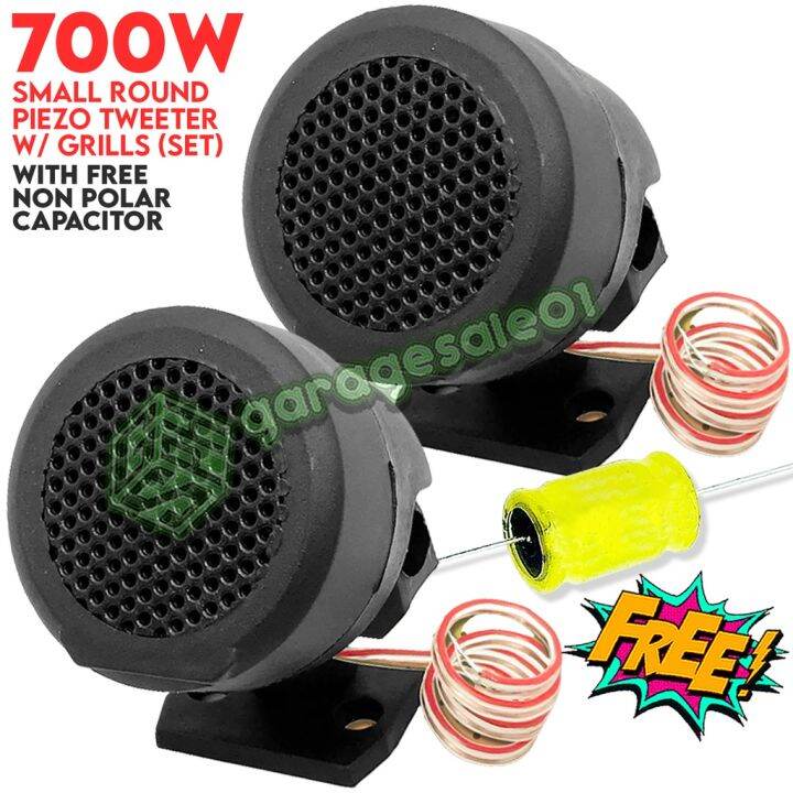Round 700W Piezo Tweeter Small With Grills Stand (PAIR) With FREE Non ...