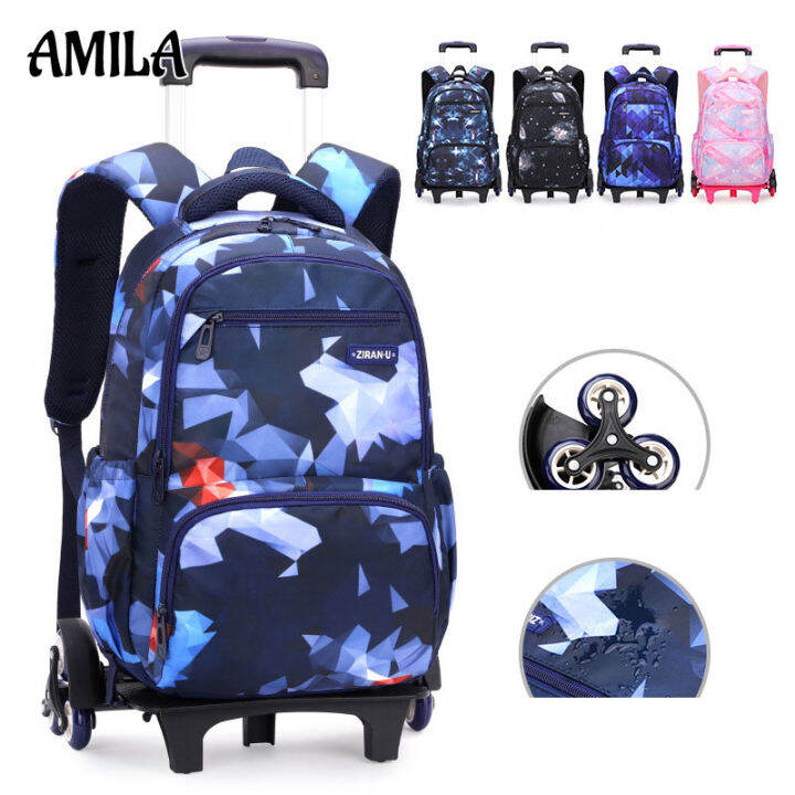 Johnn Natural fish trolley schoolbag large-capacity boys and girls ...