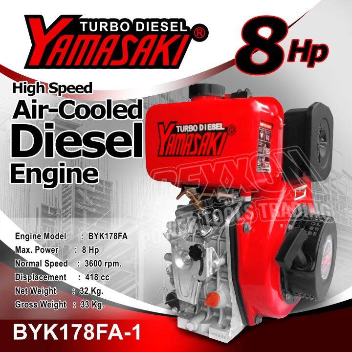 YAMASAKI 8HP High Speed Air-cooled Diesel Engine BYK178FA-1 Rexxon Power Tools Trading | Lazada PH