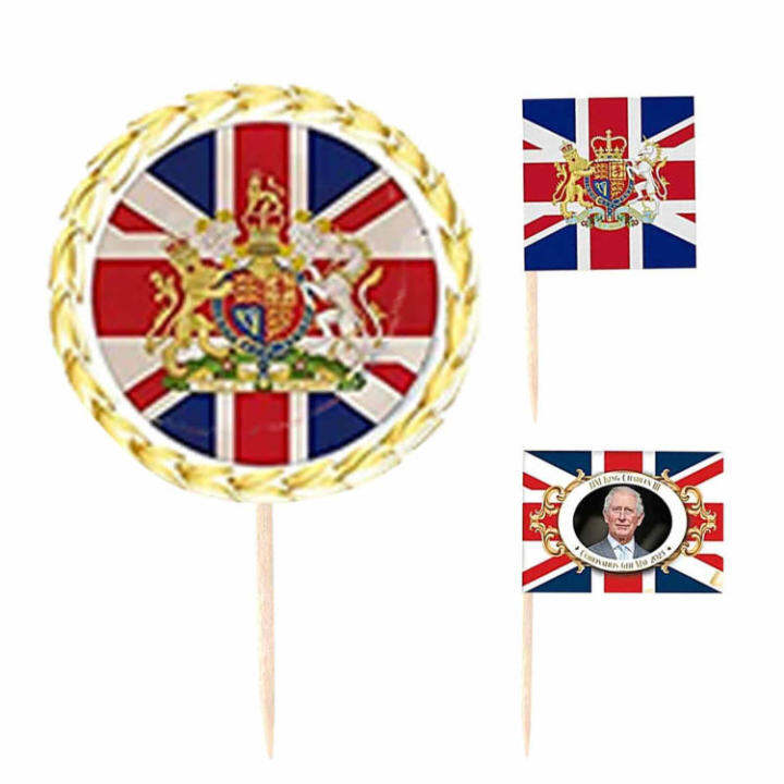 Cupcake Flag 10pcs King Charles Iii Coronation Theme Art Party Cake ...