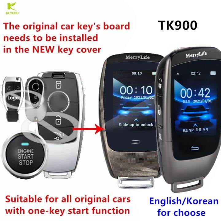 KEYECU Modified Smart Keyless 3Button Remote Key TK900 with LCD Screen ...