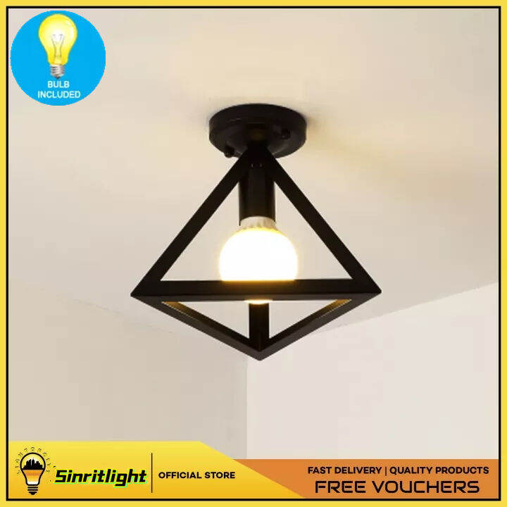 【Free Bulb】 Modern Simple Creative geometric triangle ceiling light ...