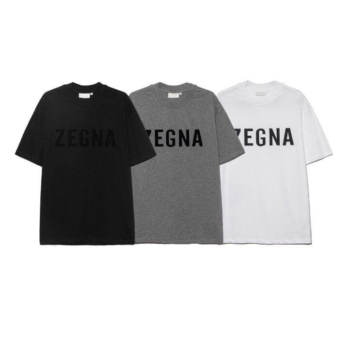 เสื้อยืดแขนสั้น พิมพ์ลายตัวอักษร Fear of God x Zegna FOG Co-Branded ...