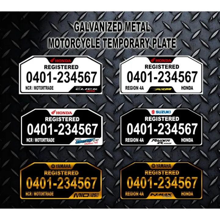 Metal Galvanized Motorcycle Temporary Plate Number durable | Lazada PH