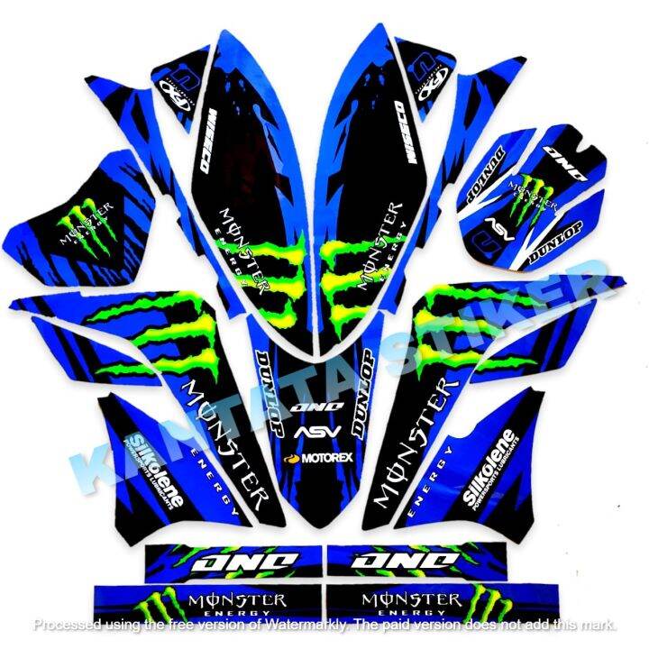 STIKER STRIPING LIS BODY MOTOR KLX L 150 VARIASI KEREN WARNA BIRU FUL ...