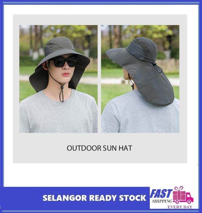 Fishing Hat Neck Flap Full Face Cover Topi Penutup Anti Mosquito net ...