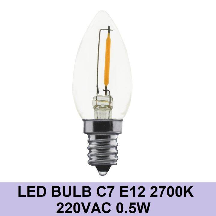 Led Bulb C7 E12 2700K 220VAC 0.5W 220V 0.5Watts Candle Lights Light ...