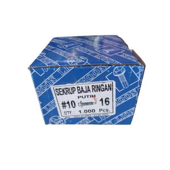 Sekrup Baja Ringan Putih 10x16 Moon Lion Baut Baja Ringan Putih 10x16 ...
