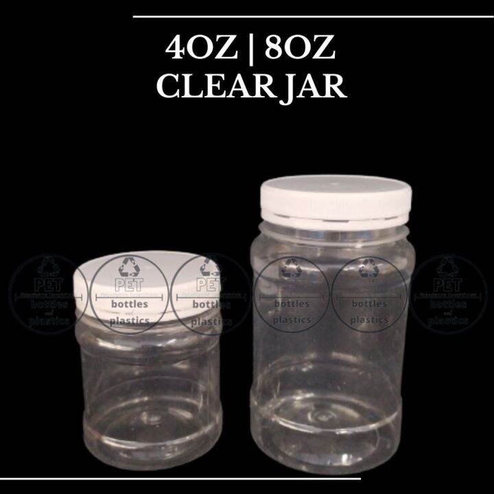 100 pieces 4oz 8oz empty clear round plastic jar container for food ...