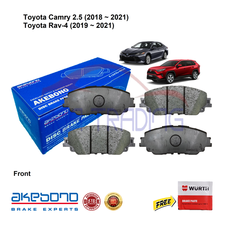 Genuine Akebono Front Brake Pads for Toyota Camry 2.5 (2018 ~ 2021), Toyota Rav-4 (2019 ~ 2021 ...