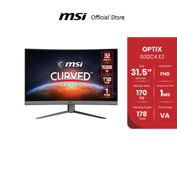 MSI OPTIX G32C4 E2 CURVED GAMING MONITOR 31.5" FHD,VA 170Hz 1ms (จอเกม ...