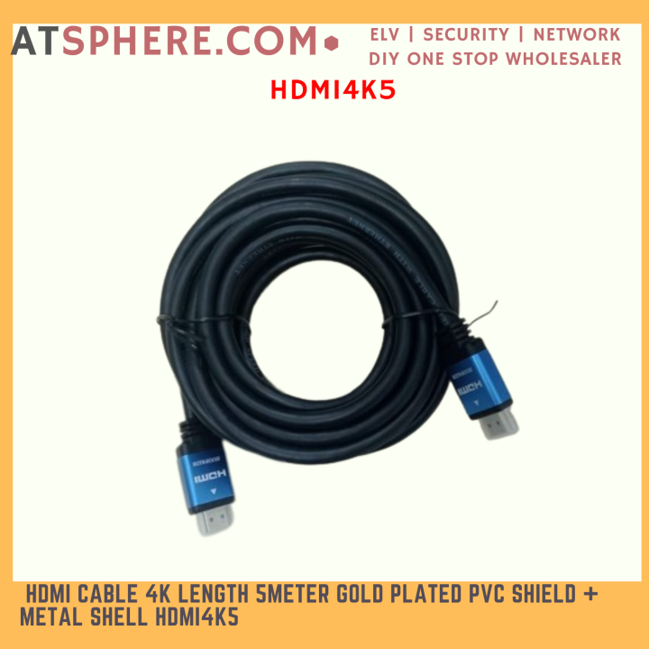 Hdmi Cable 4K High Quality Image 5M 5 Meter Gold Plated PVC Shield ...
