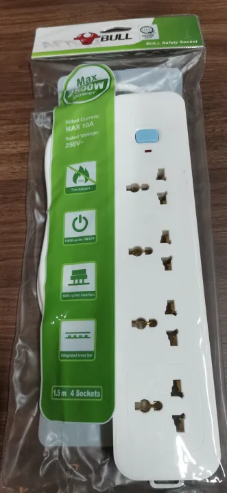 BULL EXTENSION CORD WITH GROUND 4 GANG 1.5 METER | Lazada PH