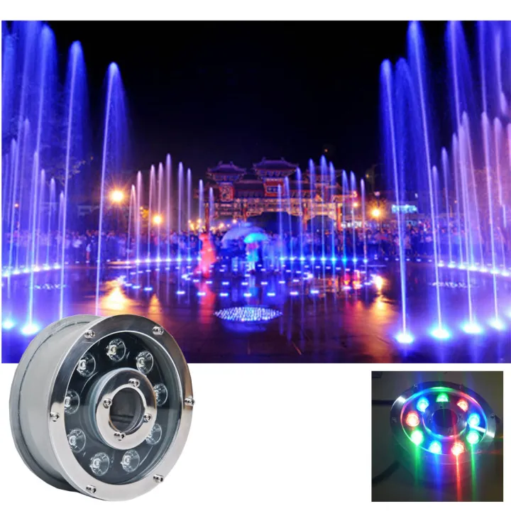 Fountain RGB Color Lights 12V 24W 12W Underwater Spotlight LED IP68 Waterproof Pond Light ...