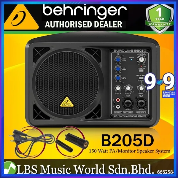 Behringer Eurolive B205D 150W 5.25 inch Powered Monitor Speaker with 3 ...