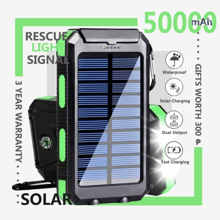 SOLAR】original 50000mAh Solar Power Bank waterproof compass PowerBank ...