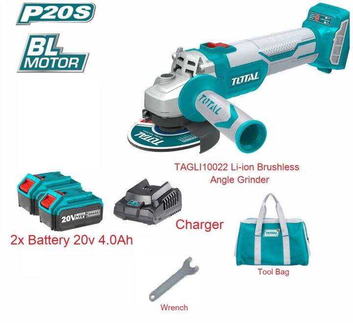 TOTAL P20s Li-ion Brushless Angle Grinder (TAGLI10022) | Lazada PH