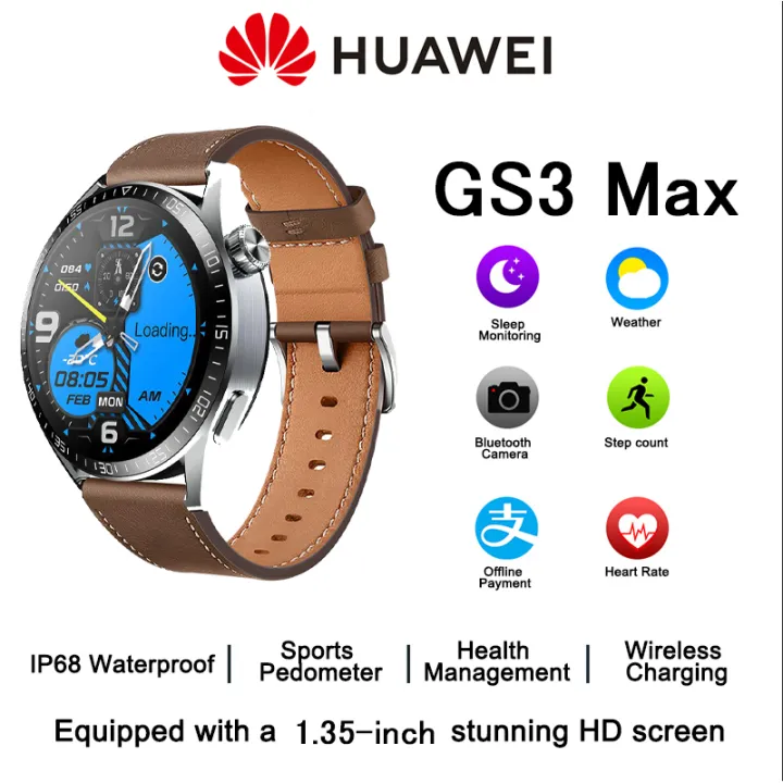 Huawei GS3 MAX Large HD Color Screen Blood Oxygen Level Measurement 60+ Sports Modes and 5ATM ...