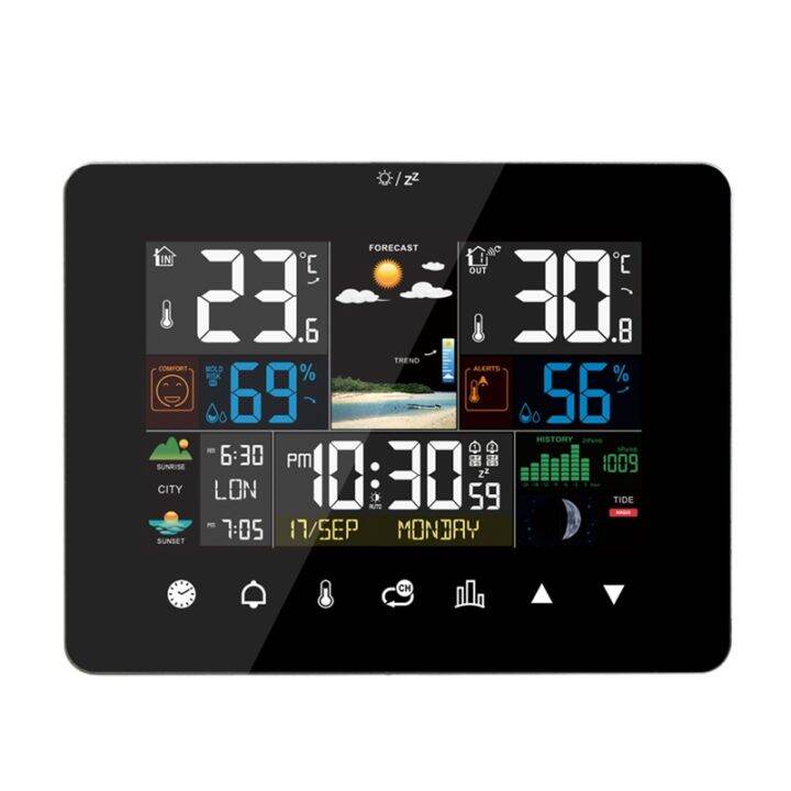 Weather Station with Touch Screen Wall Clock Temperature Humidity Meter ...