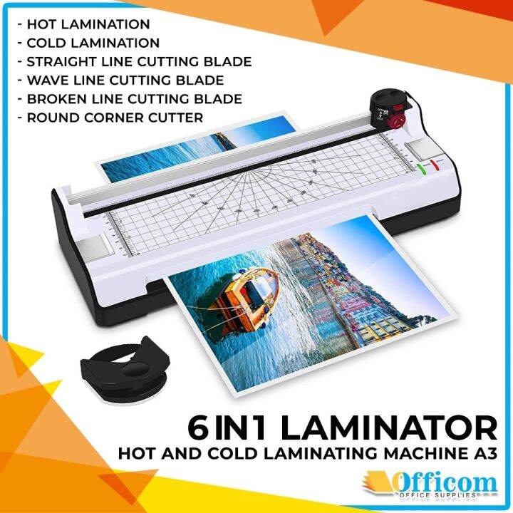 【in stock】 Officom 6 in 1 Laminator A3 w/ 3 Ways Cutter/ Hot and Cold ...