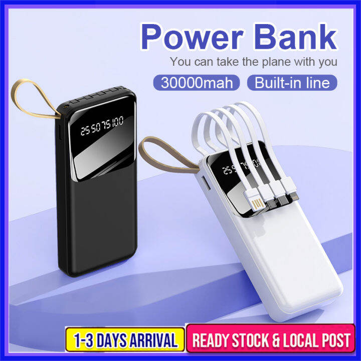 Fast Charging Power Bank With Cable Powerbank 30000 Mah 20000mAh 4 in 1 ...