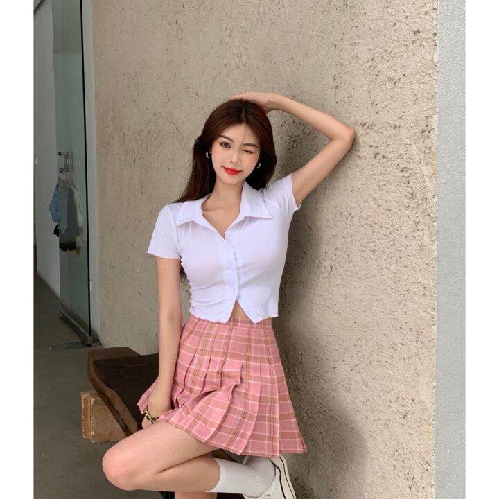 Queena กระโปรงลายสกอต มีชับใน กระโปรงจีบรอ กระโปรงทรงเอ นักเรียน กระโปรงสั้น กระโปรงเทนนิส JK ...